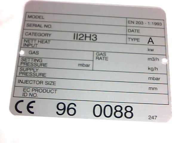 Blank Data Label - Bartlett Yeoman F30G/911 E10G D11G/451